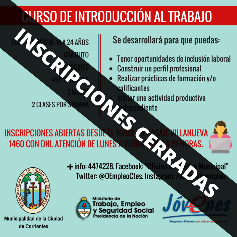 Sin vacantes para el Curso de Introducción al Trabajo | Municipalidad ...
